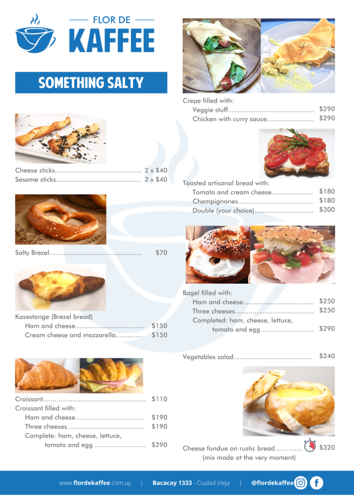 English menu – Flor de Kaffee